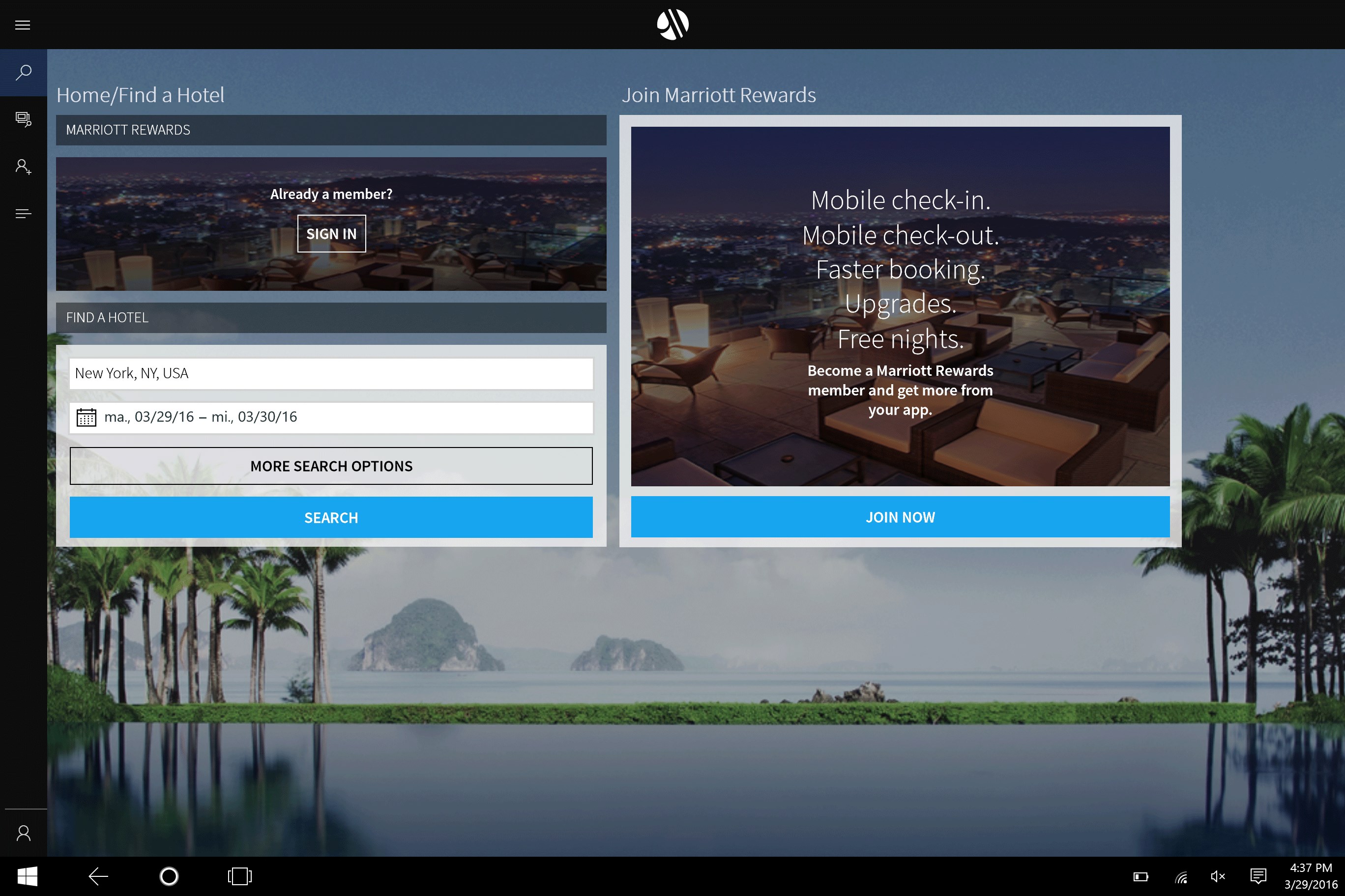 Marriott International app now a Universal Windows App for tablet ...