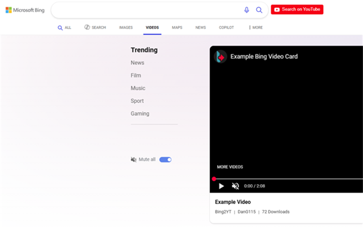 Bing2YT: Redirect Bing Video to YouTube