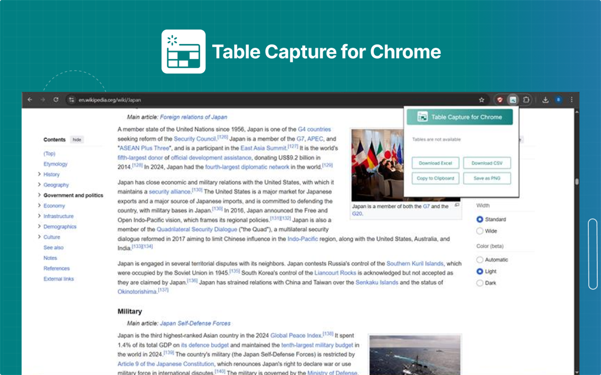 Table Capture for Edge - Edge add-on