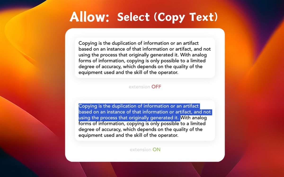 Activate — Enable Right-Click & Copy