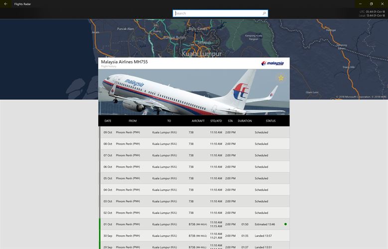 Obtenha informações sobre voos em tempo real no Windows 10, Flights ...