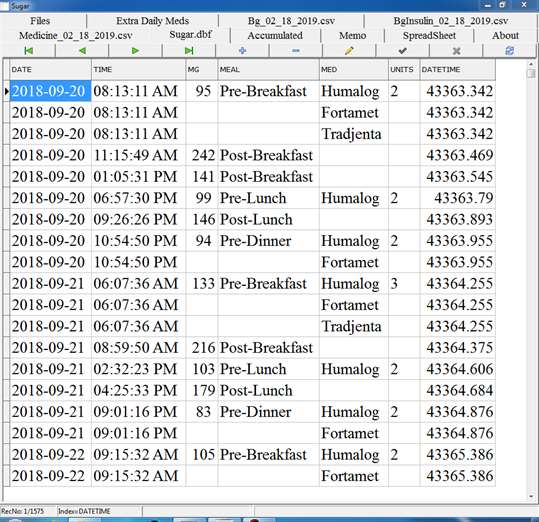 Sugar Spreadsheet Maker for Data Exported from iGluco PC Download Free ...