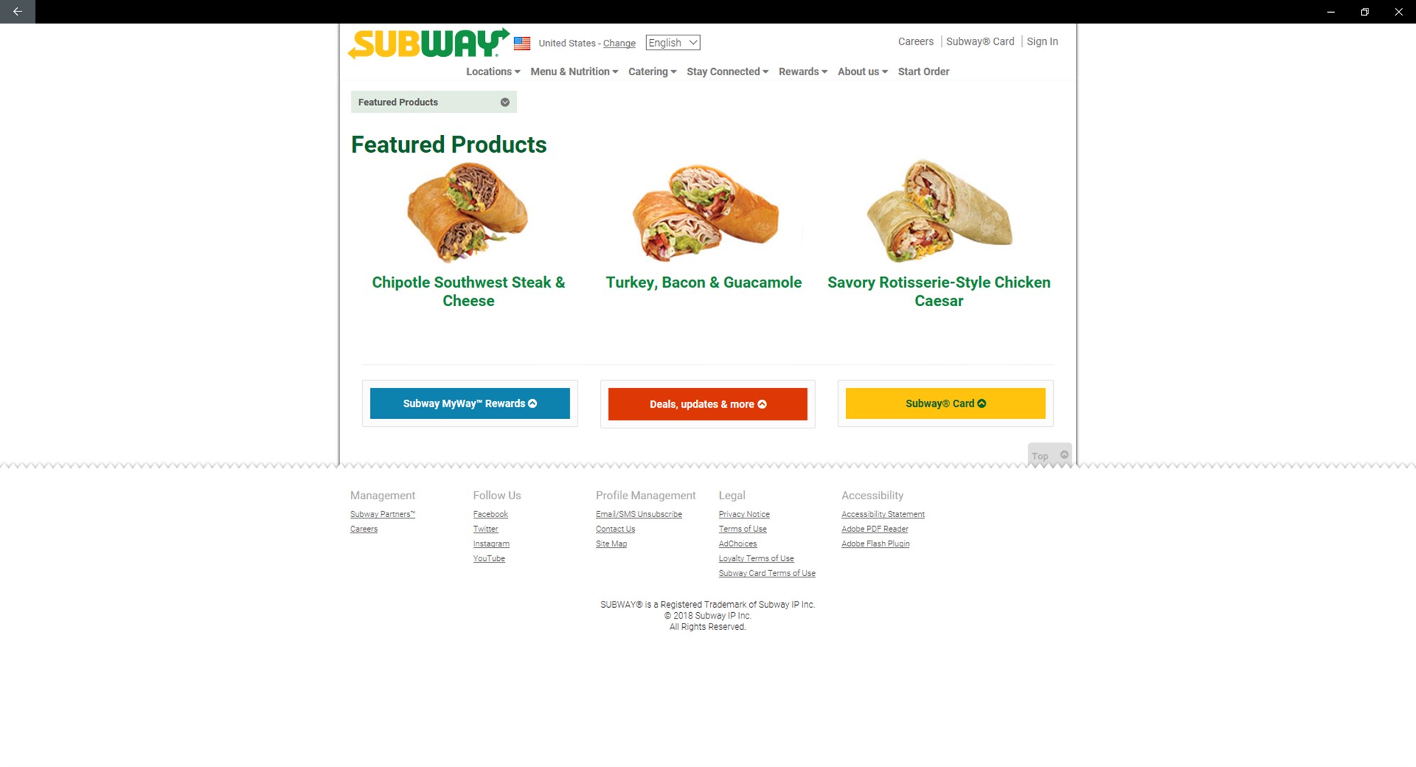 Subway Menu English
