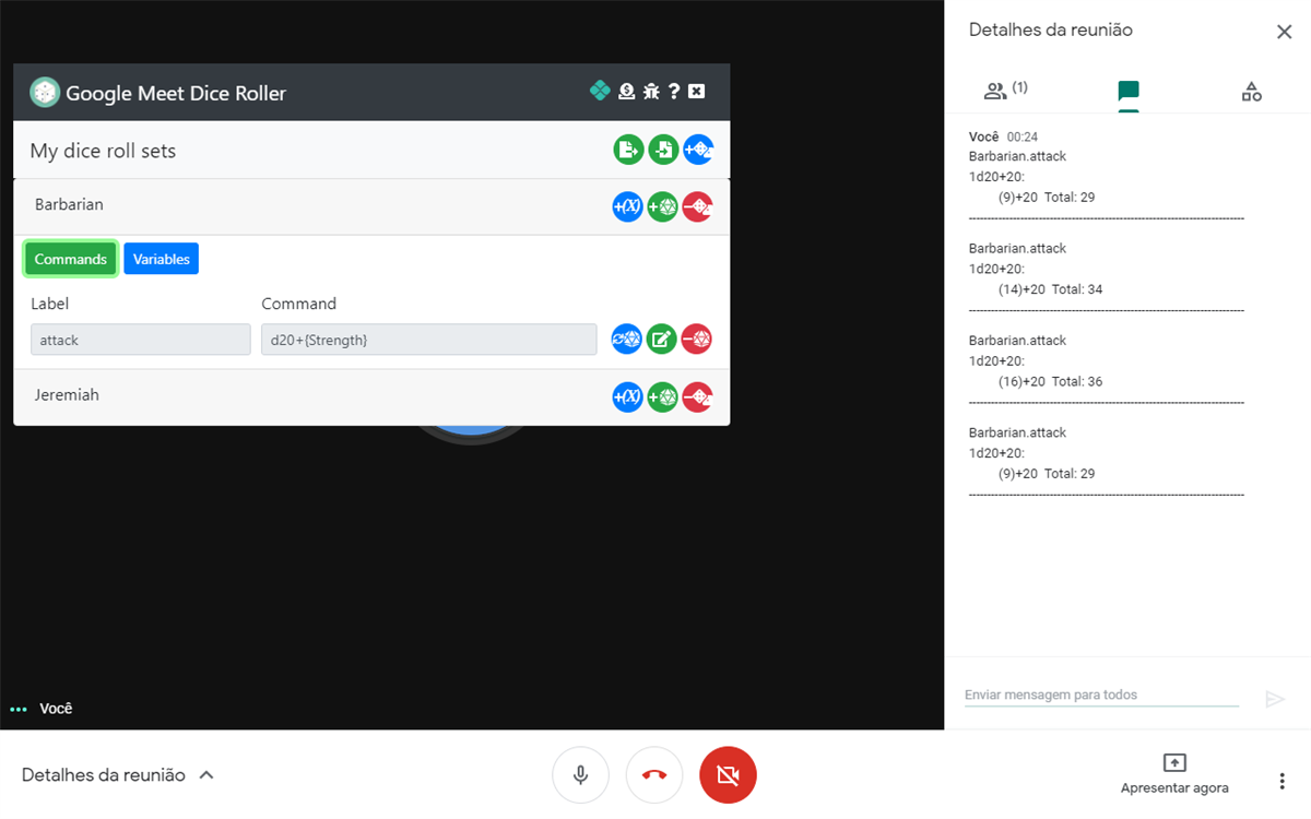 Google Meet Dice Roller - Complemento de edge
