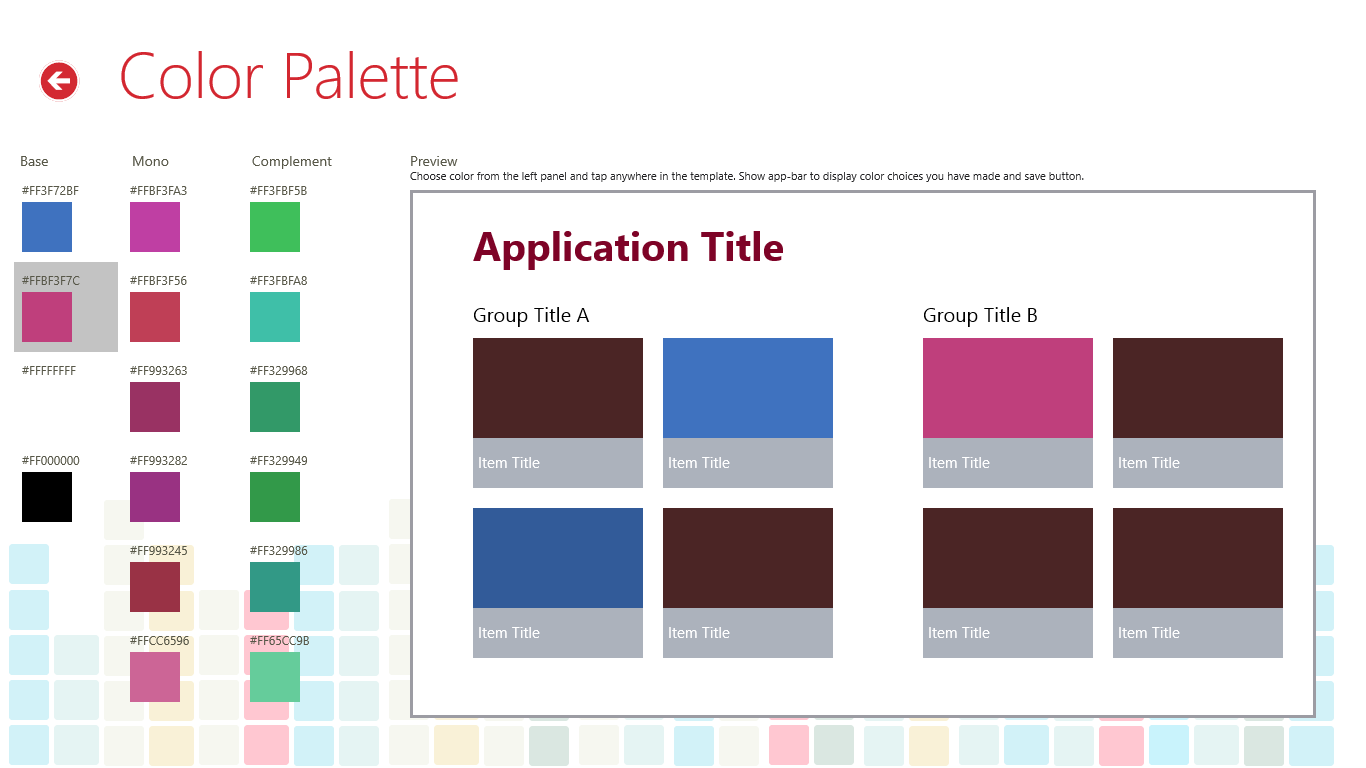 Screenshot: Colors on your layout