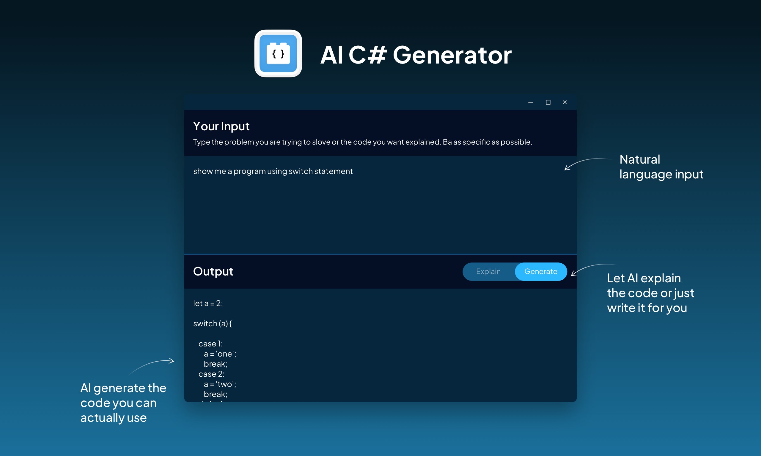 C# AI Code Generator下载 - C# AI Code Generator电脑应用下载 | 电脑好玩网