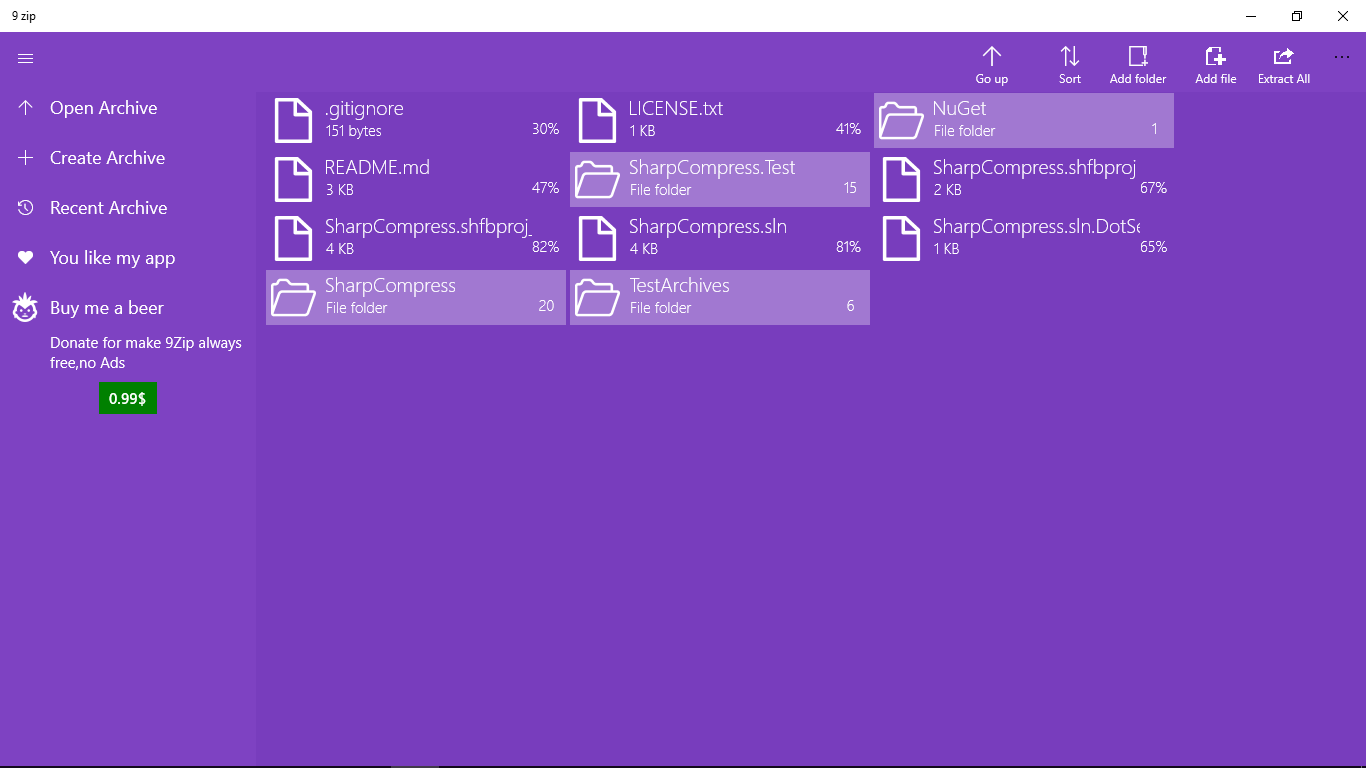 9 ZIP - open rar, zip, 7zip, gzip | FREE Windows Phone app market