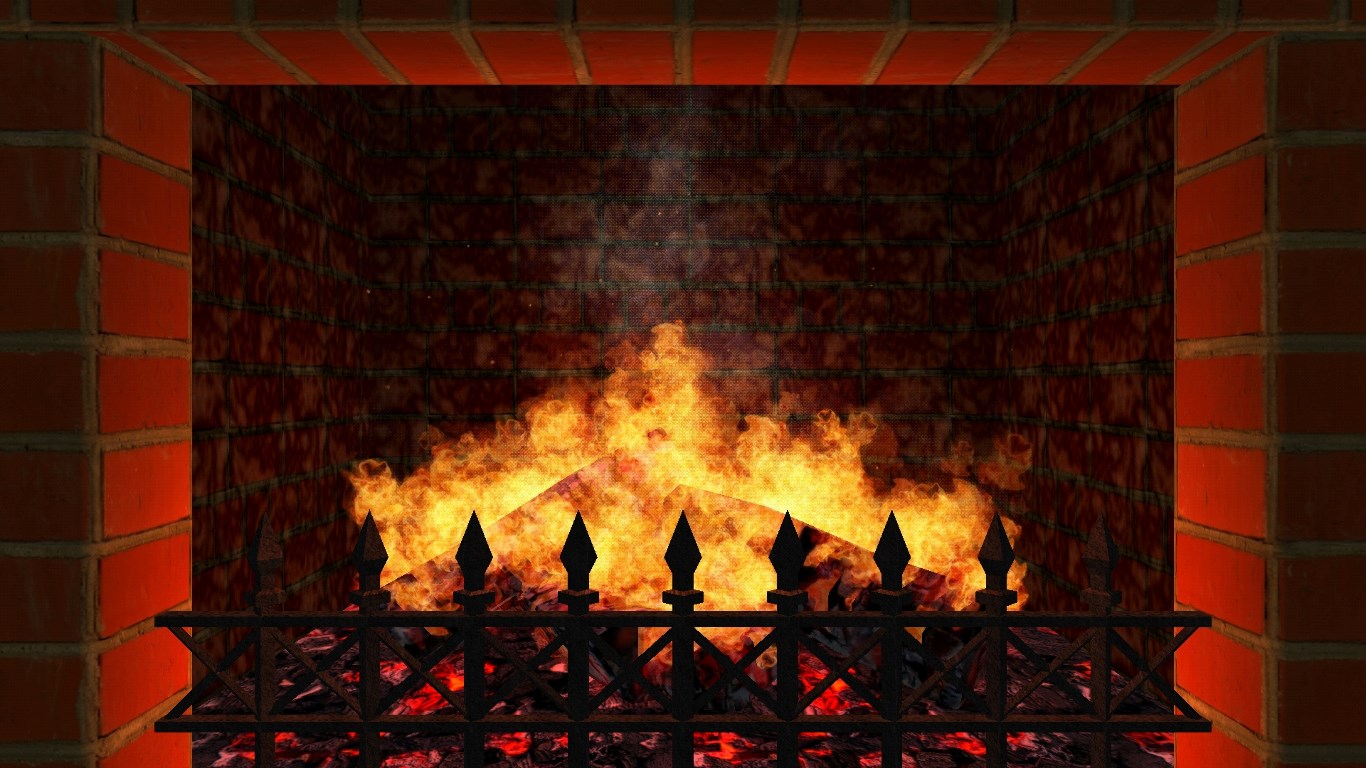 3d Fireplace Wallpaper