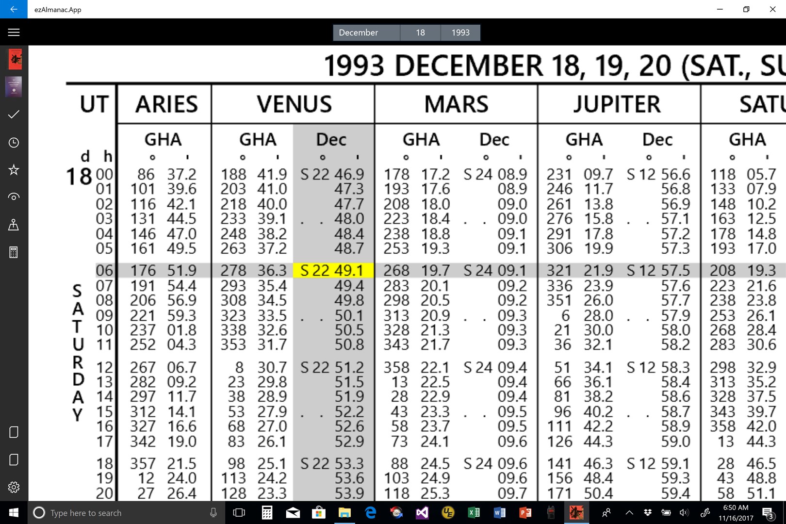 Sextant Navigation Tables