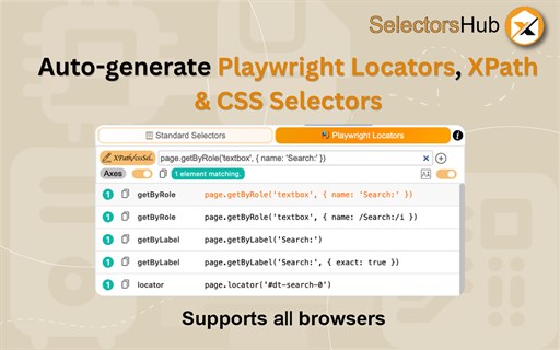 SelectorsHub: Auto Playwright Locators & XPath