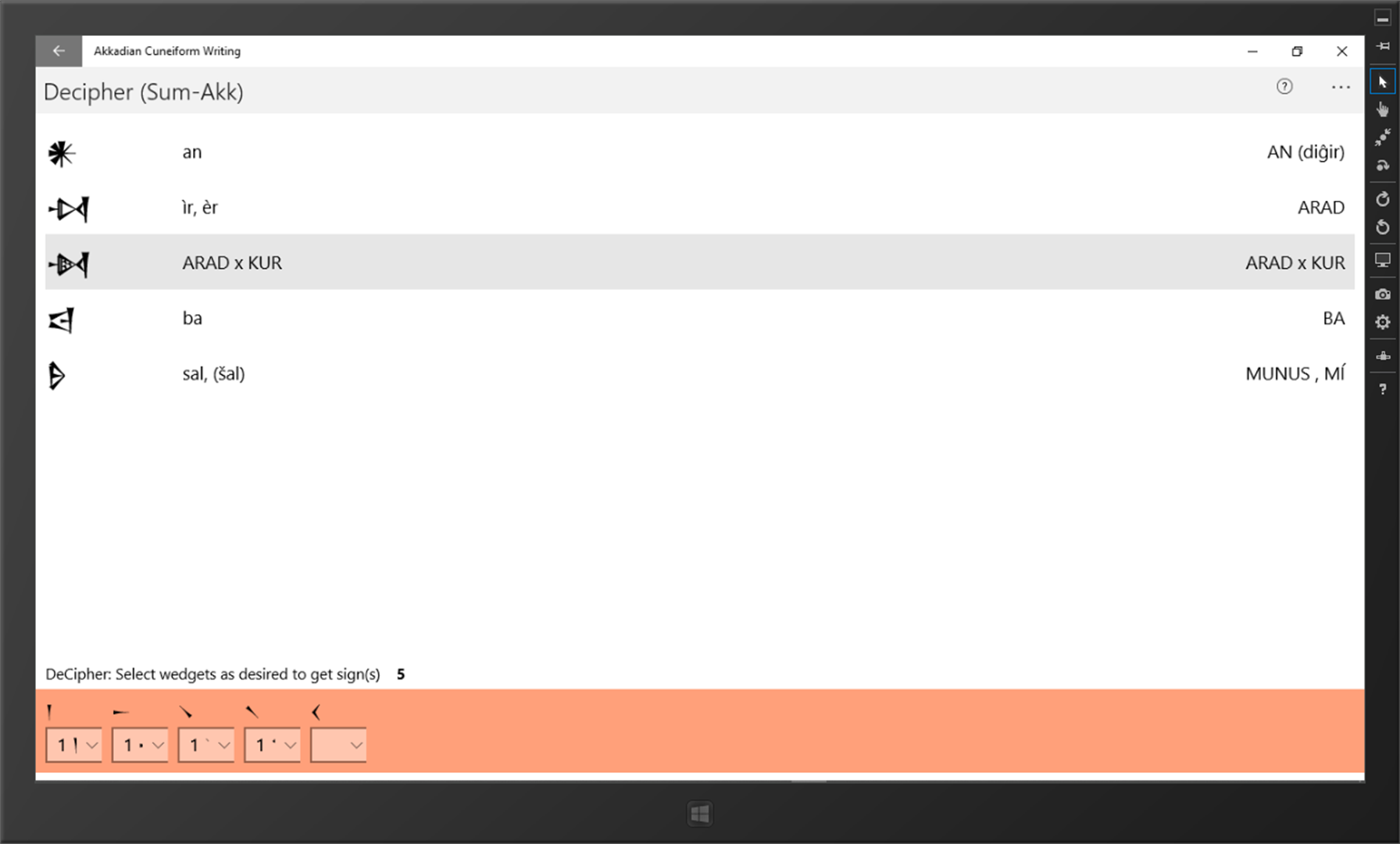 Akkadian Cuneiform Alphabet