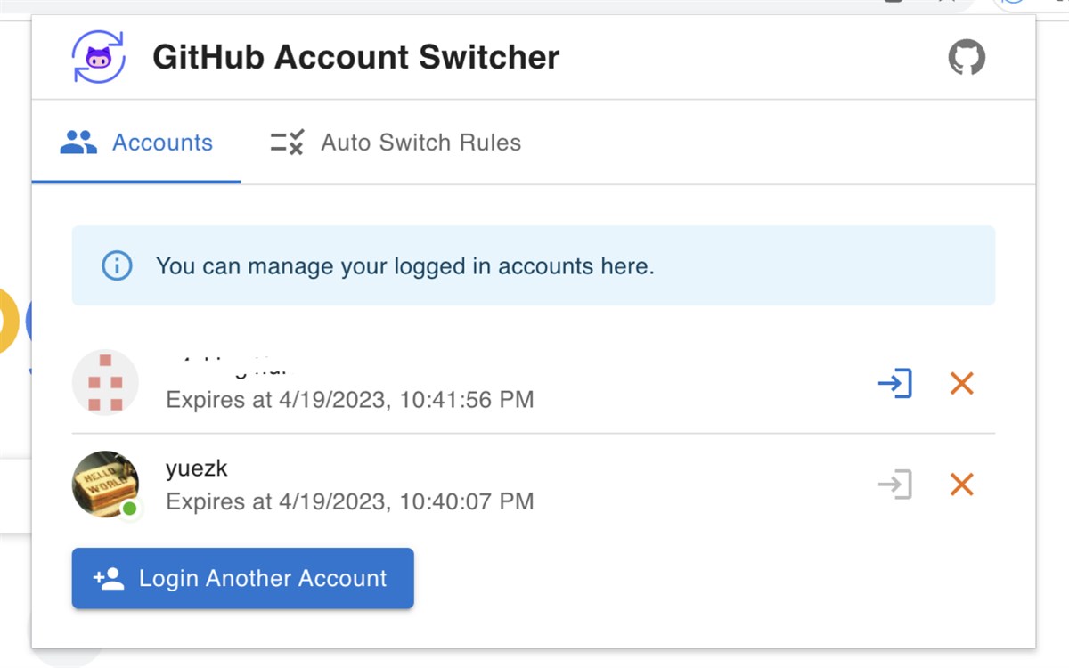 GitHub Account Switcher - Complemento de edge
