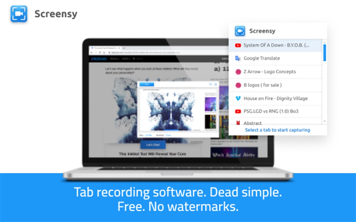 Screensy - Free Tab Screen Recorder Without Watermarks