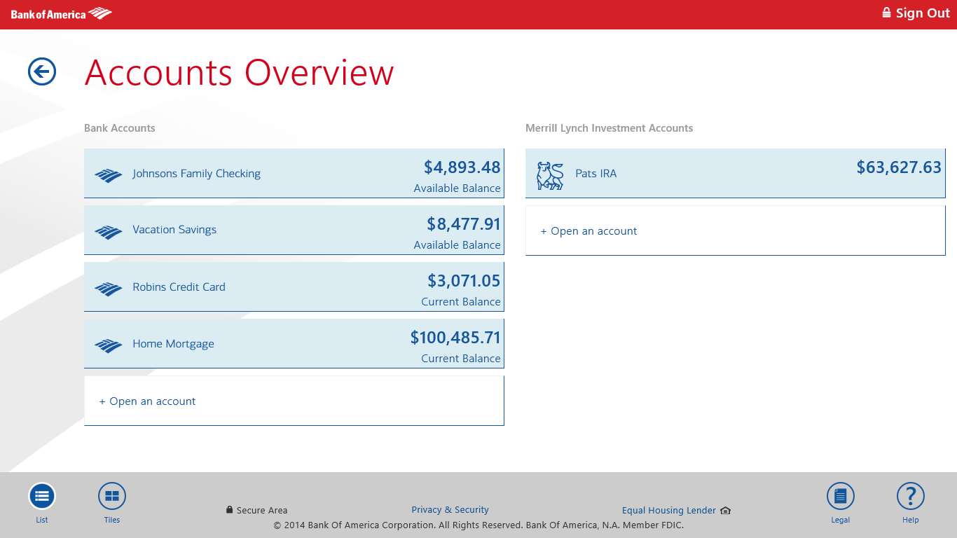 Screenshot: Accounts Overview