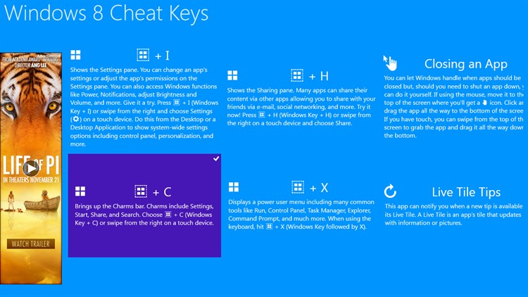 Windows 8 Cheat Keys by Digitalmason.net - (Windows Apps) — AppAgg