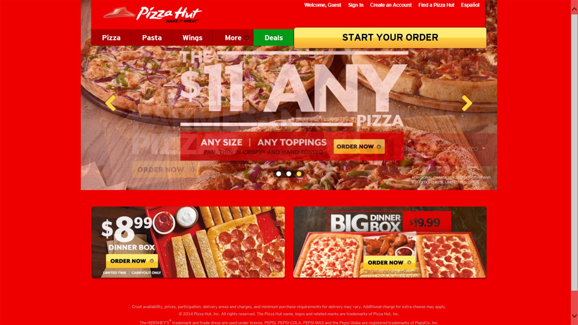 Pizza Hut Delivery Menu