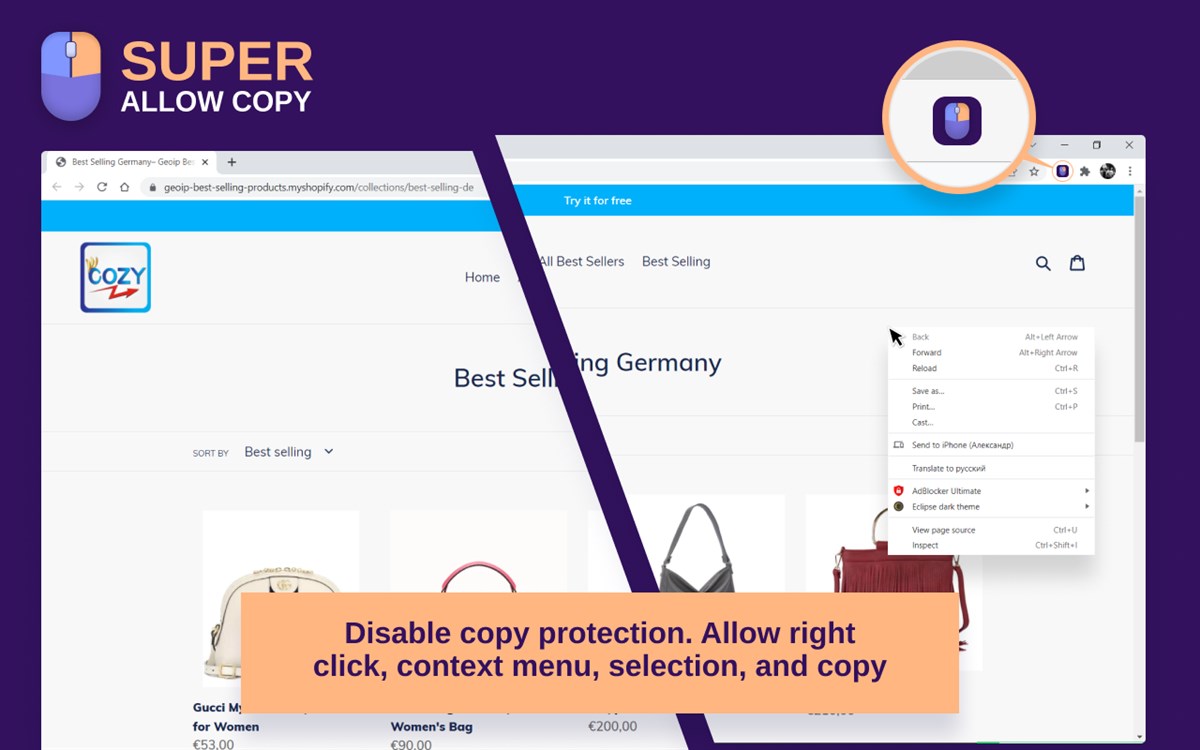 Allow Copy: Enable Right-Click & Copy