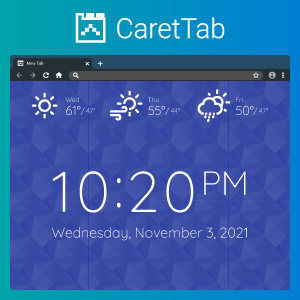 CaretTab - New Tab Clock and Date - Microsoft Edge Addons