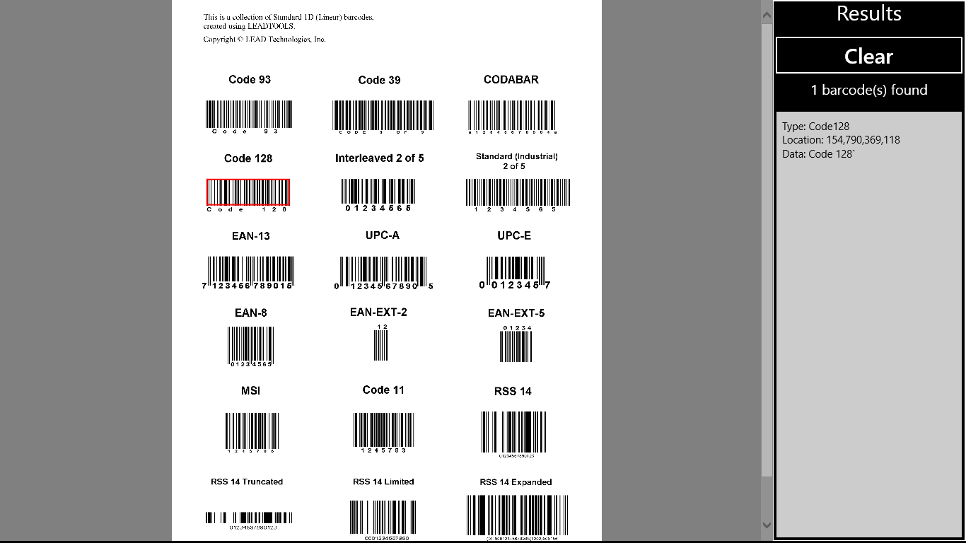 LEADTOOLS Barcode for Windows 10
