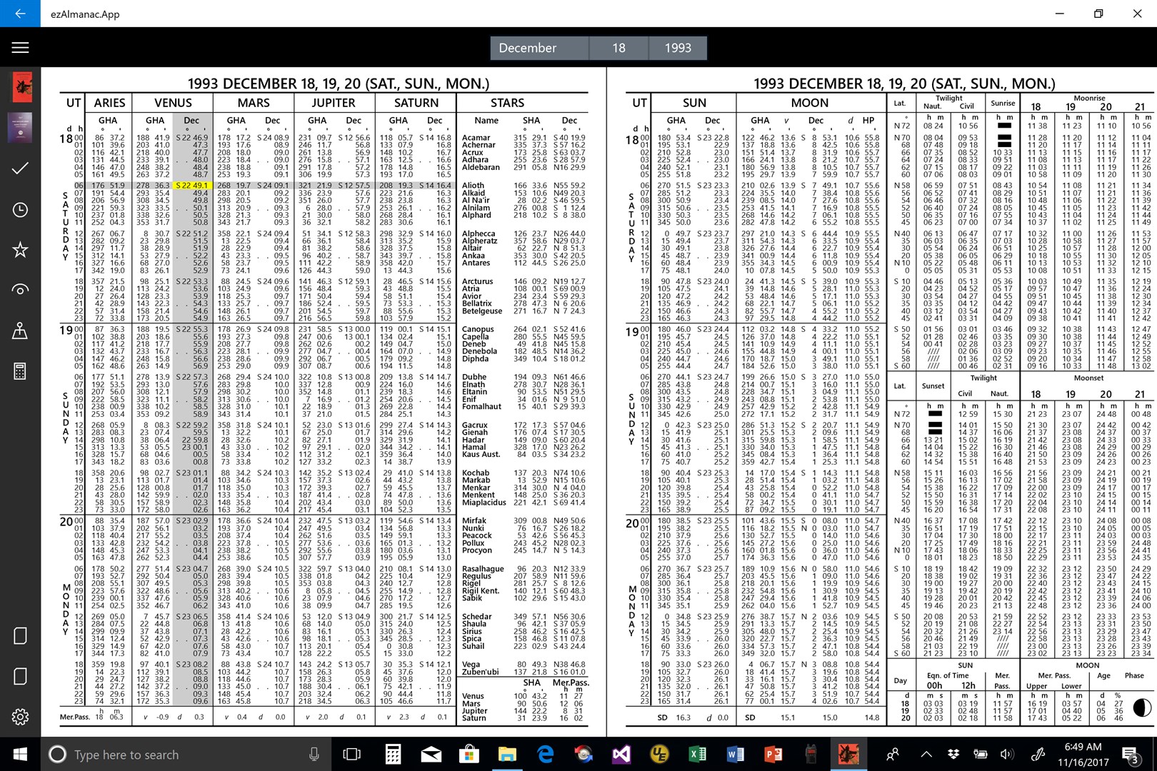 Sextant Navigation Tables