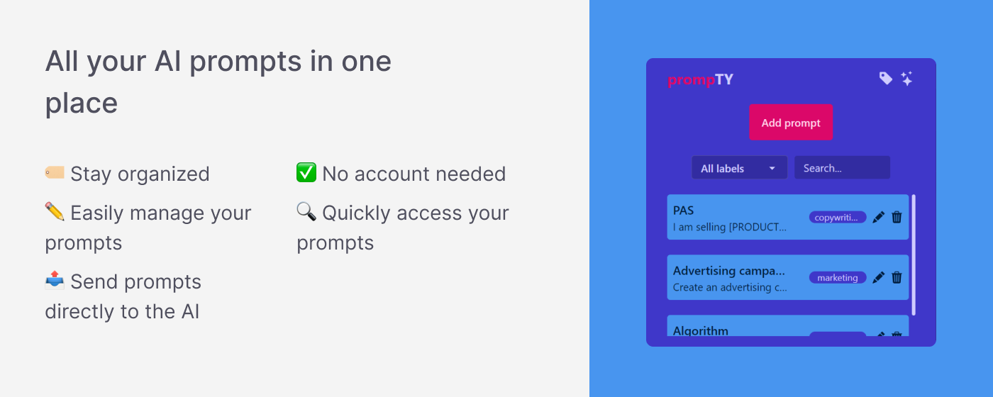 prompTY – Manage All Your AI Prompts Easily