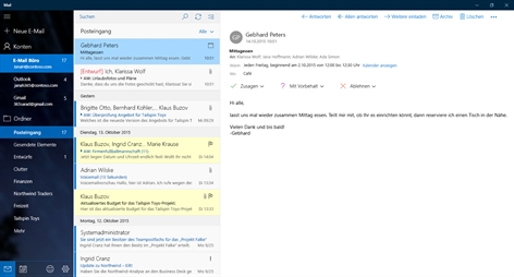 Windows 10 Mail-App - Großes Update mit Fokus, Erwähnungen und mehr ...