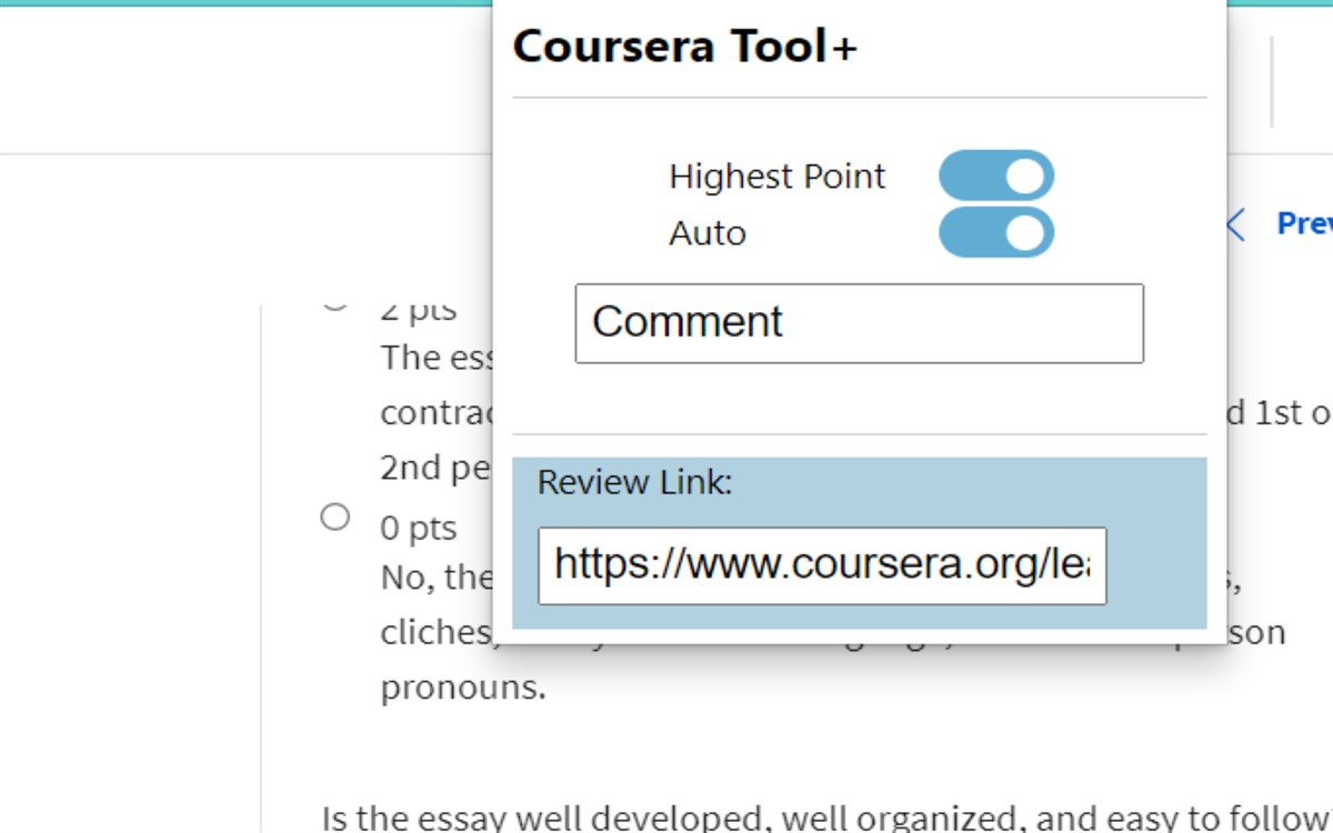Coursera Tool+ - Peer Review Auto Marking & Sharing