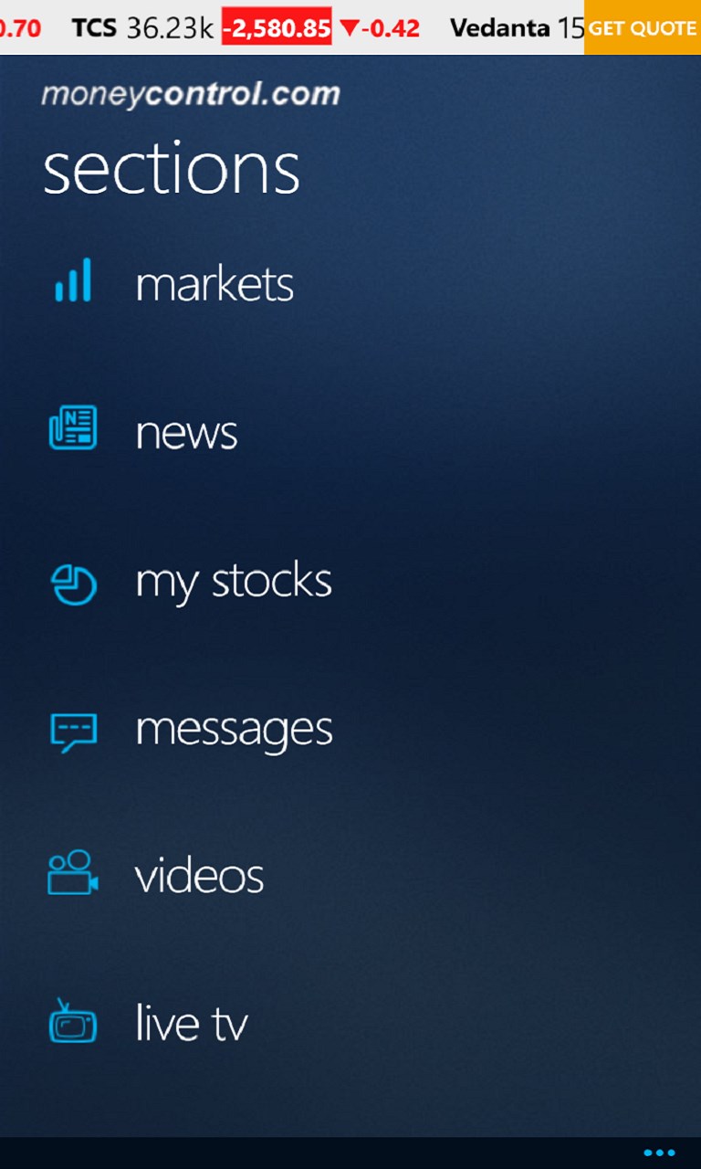 moneycontrol for Windows 10 Mobile