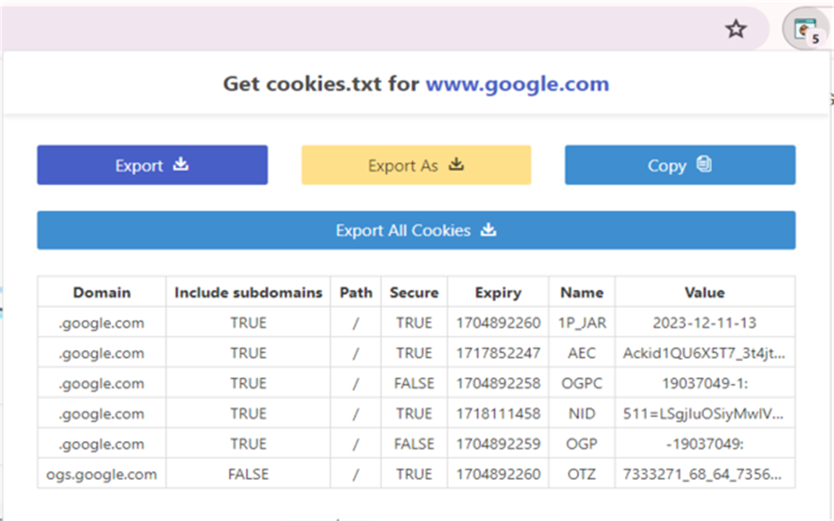 Export Cookies File - Export Cookies to NETSCAPE Format