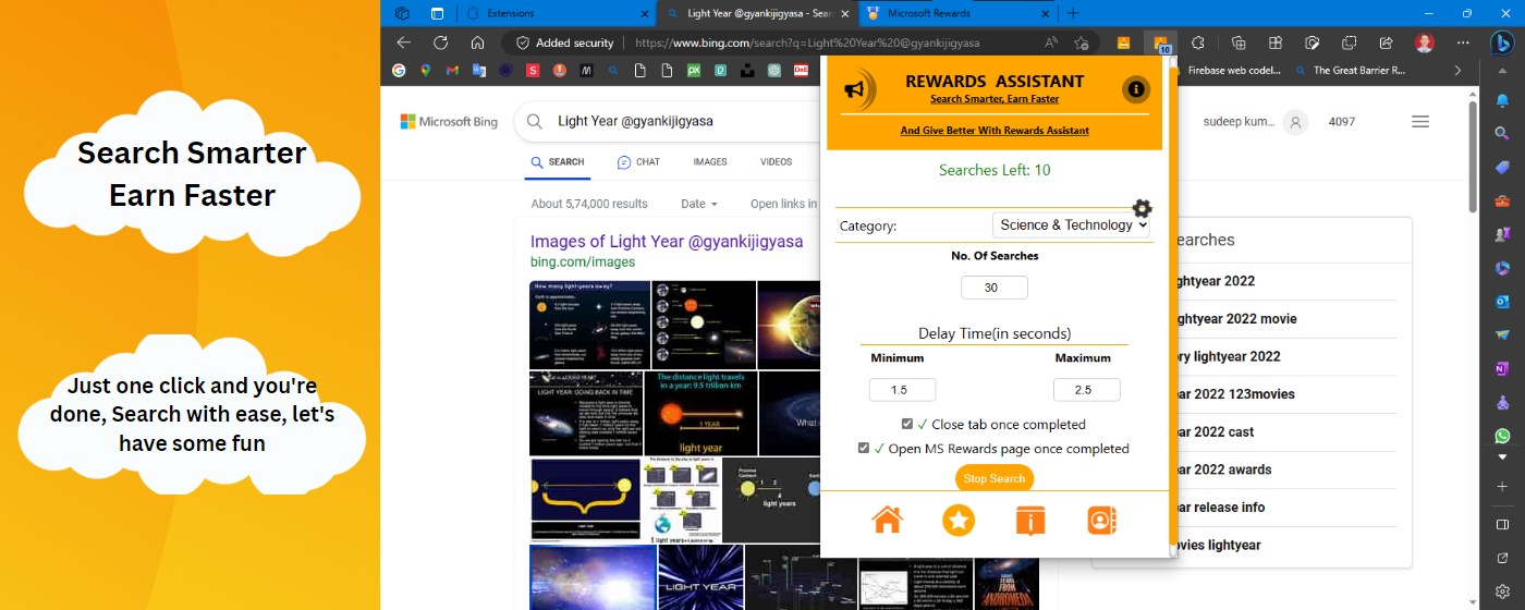 Rewards Assistant - Automate Bing searches for Rewards points