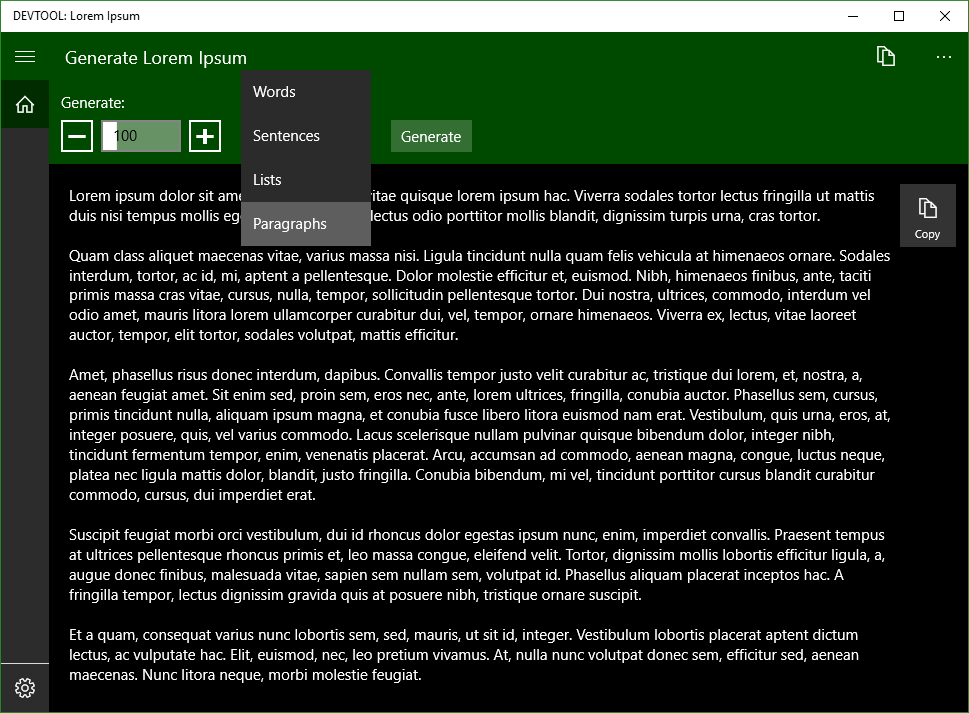 Paragraph generator using specific words