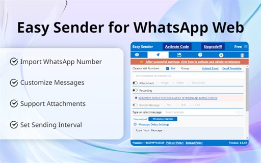WA Self Sender for WhatsApp Web - Easy Bulk Messaging