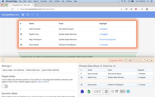 Table Capture - Export HTML Tables to Excel & Sheets