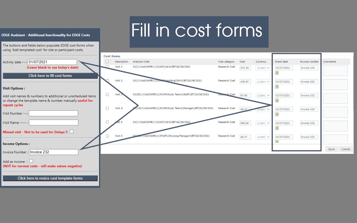 EDGE Assistant: Automate EDGE Database Cost Forms