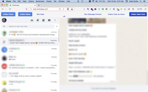 WA Blur - Private WhatsApp™ Chat Blur Tool