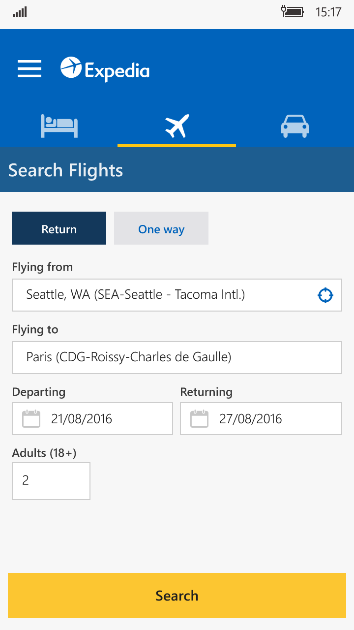 Expedia app updated to version 2.2 with car booking feature, more