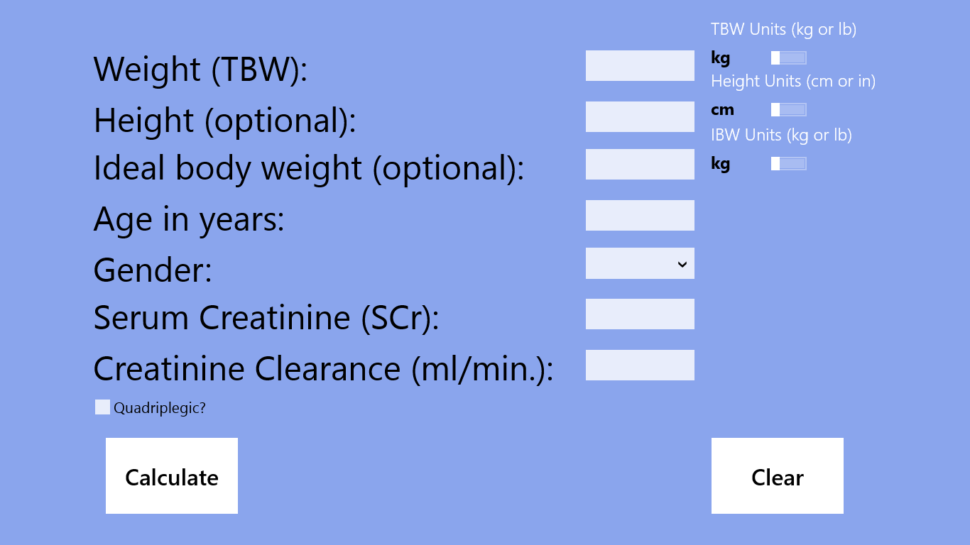 Creatinine Clearance Calculator – Windows Apps on Microsoft Store