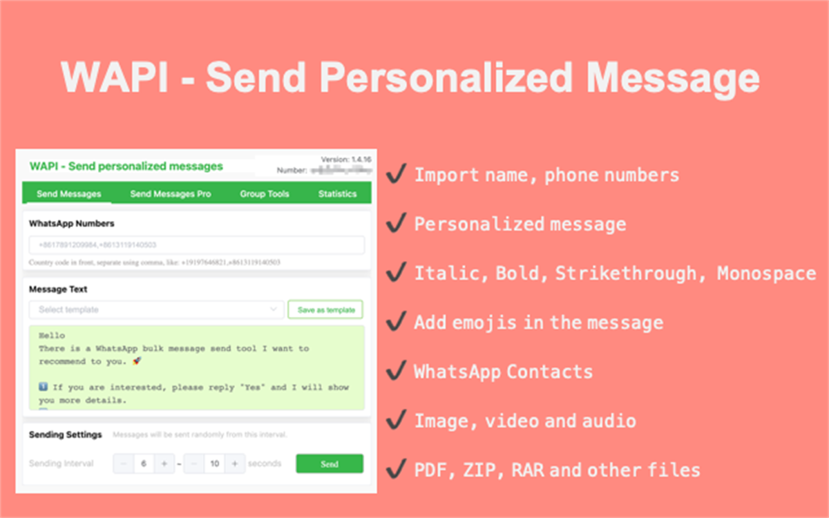 WAPI - Free WhatsApp Bulk Message Sender