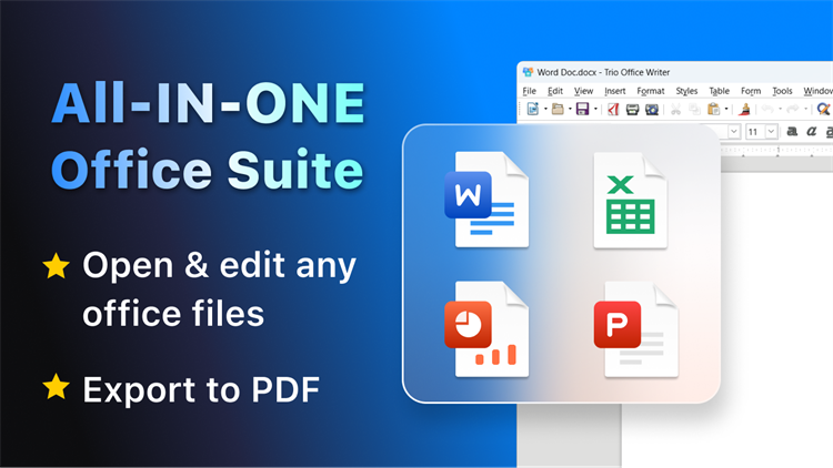 Trio Office: DOCX & XLSX Editor (от GT Office PDF Studio) - (Windows ...